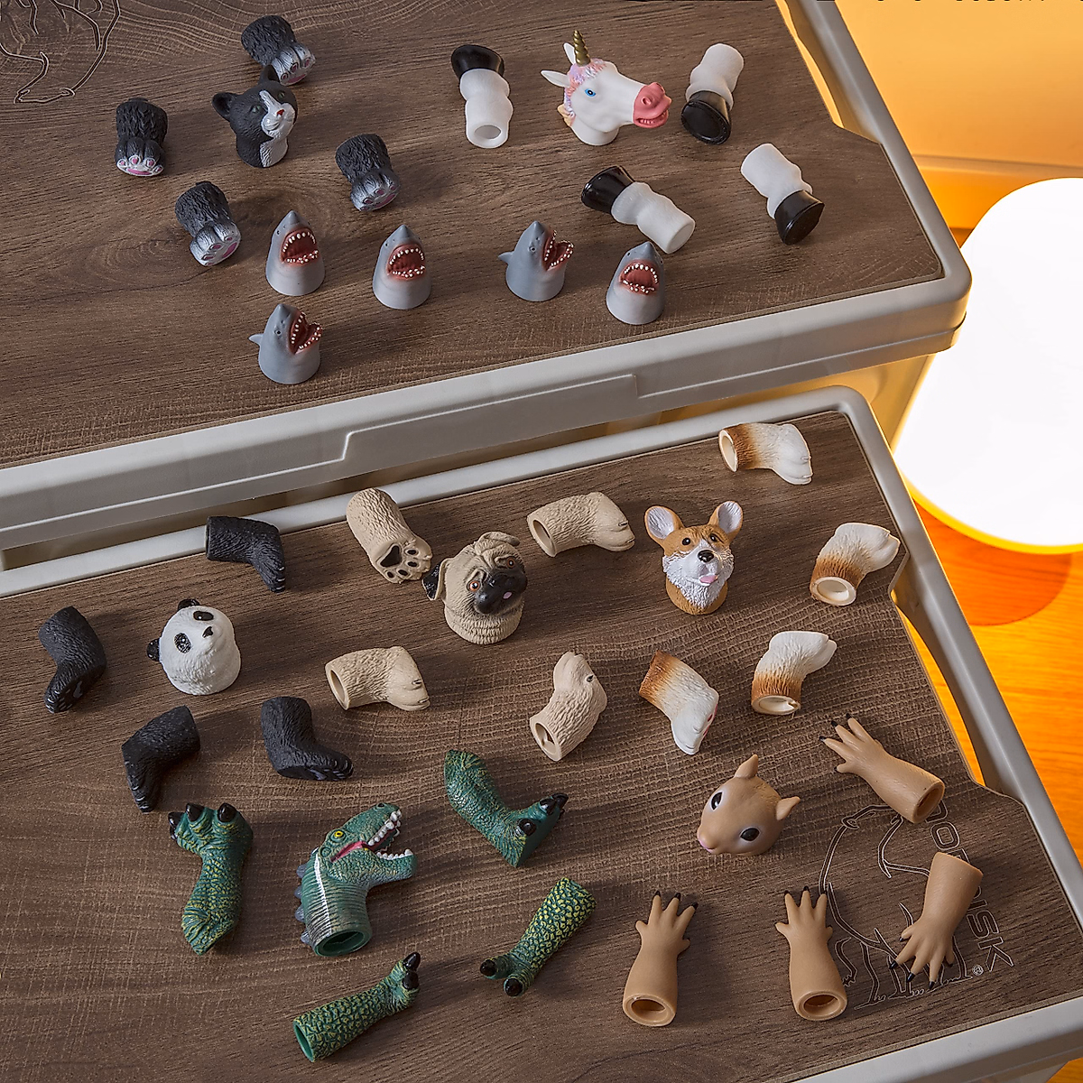 AQKILO Dinosaur Finger Puppet Set, Animals Puppet Show Theater Props, Novelty Toys Weird Stuff Gifts