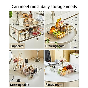 Under Sink Organizer with Wheels，Bathroom and Kitchen Cabinet Organizer with Dividers,Clear Plastic Storage Organizer Bins Suitable for Medicine Cabinet,Vanity, Refrigerator, Office (2 Clear tray)