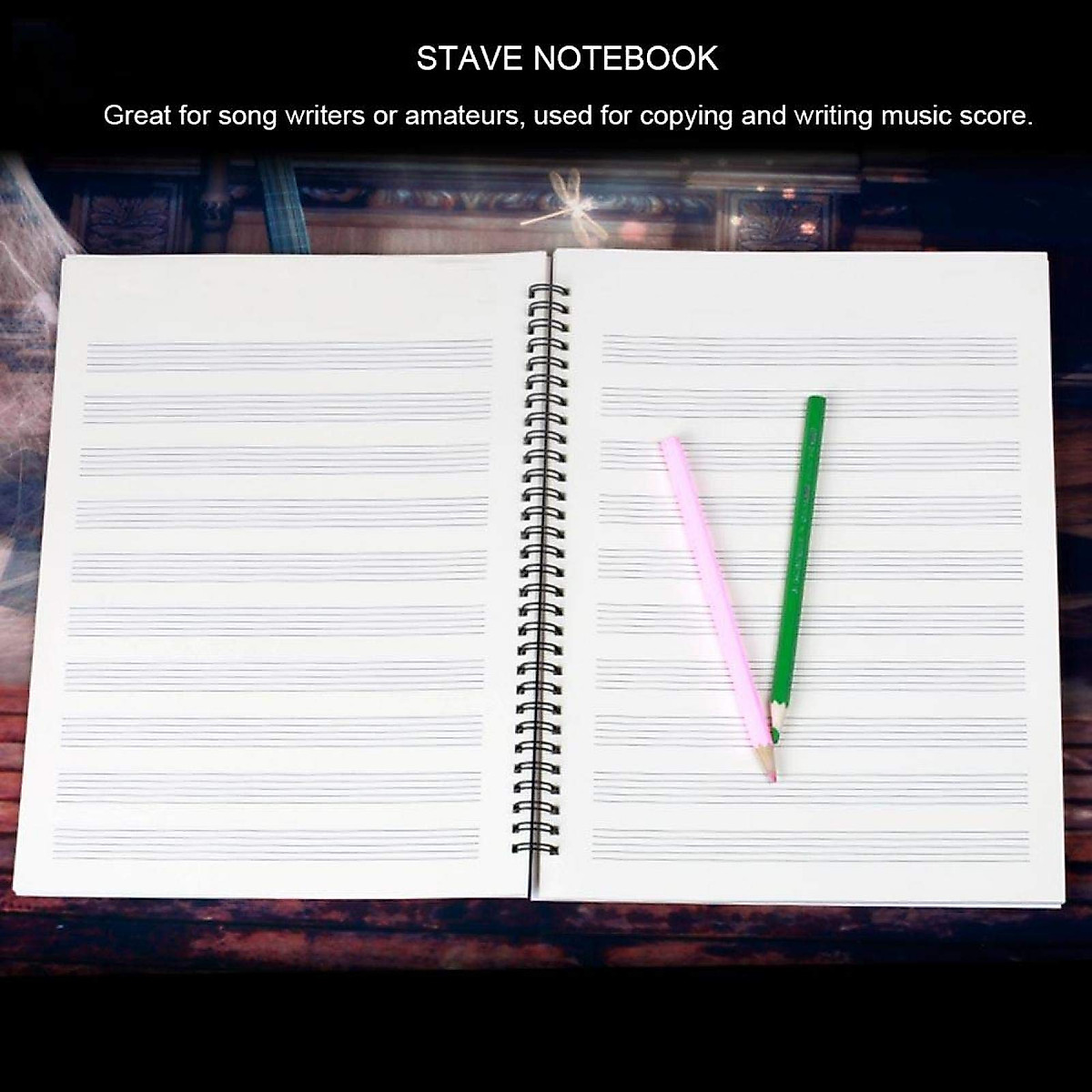 Notebook Practical for Writing Music Score(Black Piano Pattern)