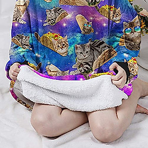 Hafisoe Oversized Wearable Blanket Hoodie,Fleece Sherpa Hooded Blanket Light Microfiber Flannel Sweatshirt Blanket with Pocket for Adult