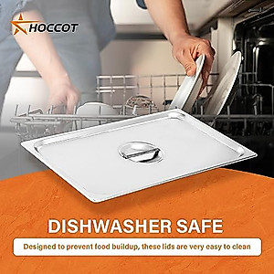 HOCCOT 6-Pack 1/1 Size Stainless Steel Steam Table Lid Full Size Solid Hotel Pan Cover Buffet Pan Lids Roasting Pans Cover with Handle Lid for 1/1 Steam Pan