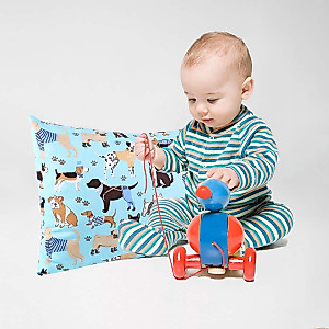 Cloele Kids Toddler Pillowcase Envelope Travel Pillowcase Baby Pillow Cover Fits Pillows Sized 12x16 or 13x18-1 Pack Soft Children’s Bedding Pillowslip Case for Boys and Girls - Blue Dog
