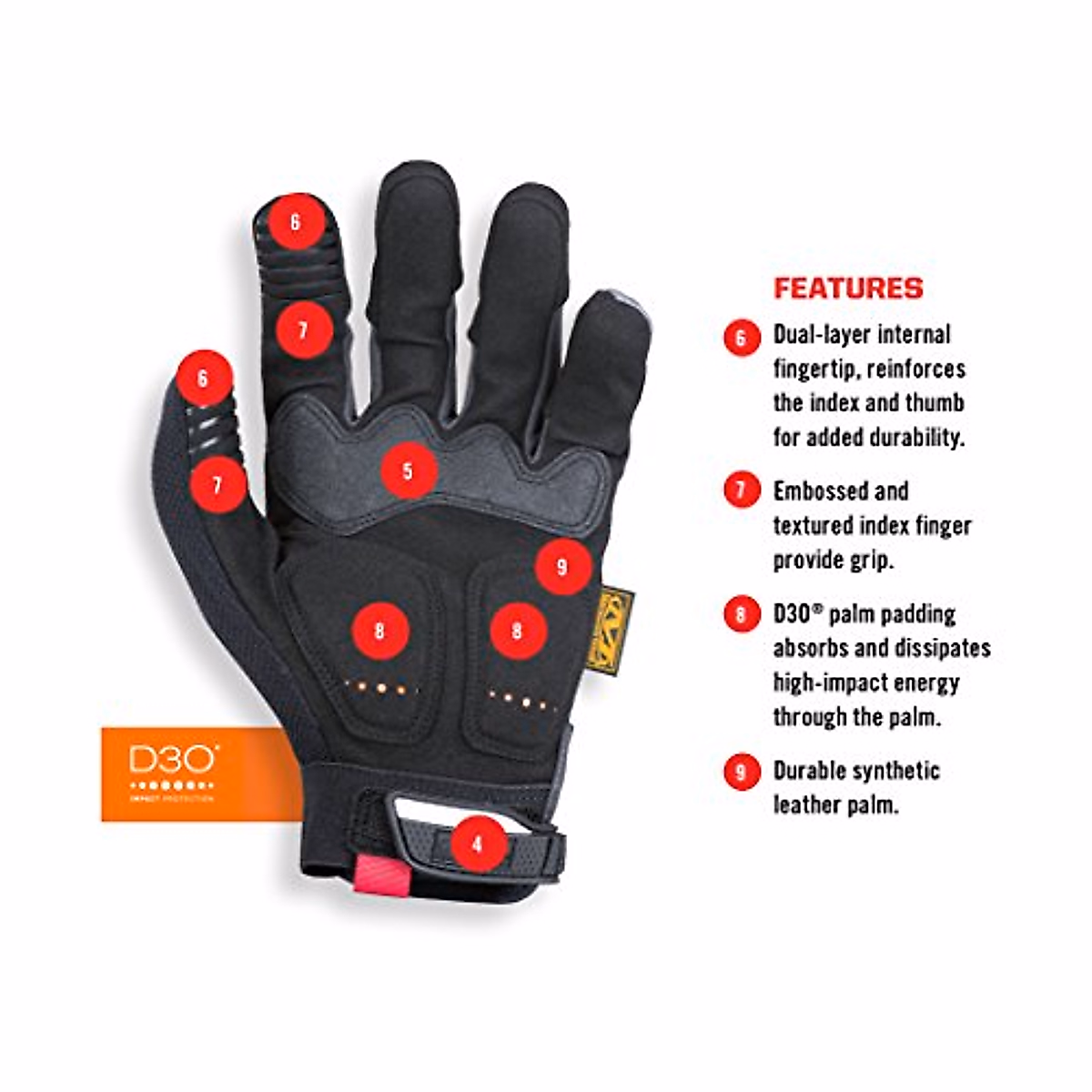 Mechanix Wear: M-Pact Work Gloves with Secure Fit, Work Gloves with Impact Protection and Vibration Absorption, Safety Gloves for Men (Black/Grey, Large)