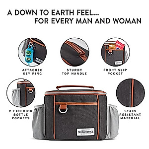 Foundry by Fit + Fresh, Promenade Insulated Lunch Bag for Men & Women, Includes a 2-Cup Meal Prep Container, Adult Lunch Box or Mini Cooler, Perfect for School, Work, Picnics & More, Black