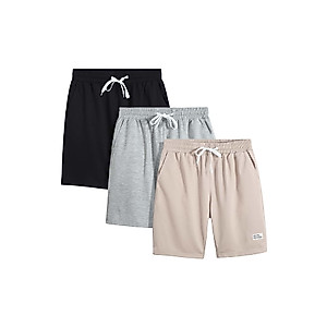 WDIRARA Men's 3 Pack Letter Patched Drawstring Waist Workout Track Shorts with Pockets Multicolor S