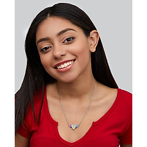 DC Comics Wonder Woman Multi Color Crystal Logo Pendant, Stainless Steel Necklace, 18"