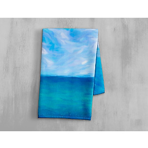 Ocean Horizon Hand Towel - Ocean View Kitchen Towel - Bathroom Hand Towel - Cotton Terry Cloth - 15"x25"
