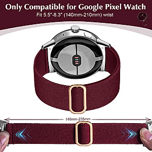 2 Pack Stretchy Nylon Compatible for Google Pixel Watch 2 /Pixel Watch Band, Replacement Soft Braided Sport Elastic Wristbands Accessories Women Men Straps for Pixel Watch 2/1,Pink+Wine