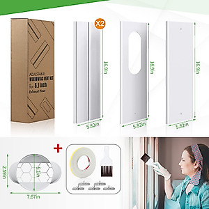 Portable Air Conditioner Window Seal Kit with Coupler for 5-5.1" Exhaust Hose, AC Window Kit with Vent Screen for Sliding Window, Adjustable 17"- 62" Sealing Panels, NOT Applicable for 5.9" Hose