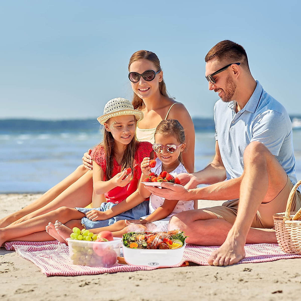 Electric Lunch Box,2 In 1 Portable Lunch Box Food Heater Upgraded Sealing Ring Waterproof And Leak-Proof For Car/Truck And Work 12v 110v 55w ,Stainless Steel Container Spoon Fork&Handbag