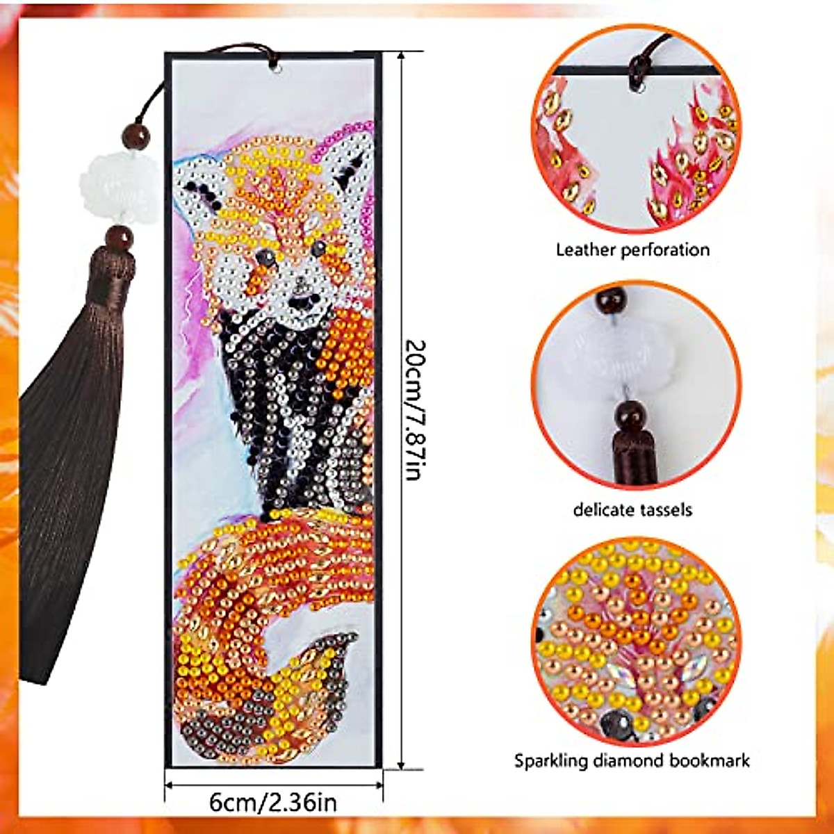 8 Pack Animal Diamond Painting Bookmark Gift Collection，5D Diamond Painting Kit Cartoon Animal Special Crystal Diamond Painting Bookmark DIY Leather Art Tassel Bookmark