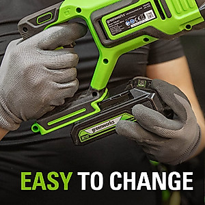 GreenWorks 24V Brushless Cordless 5" Angle Grinder, 10500rpm, 2-Position Auxiliary Handle, Electric Brake, Grinding Wheel, 2.0Ah USB Battery and Charger Included