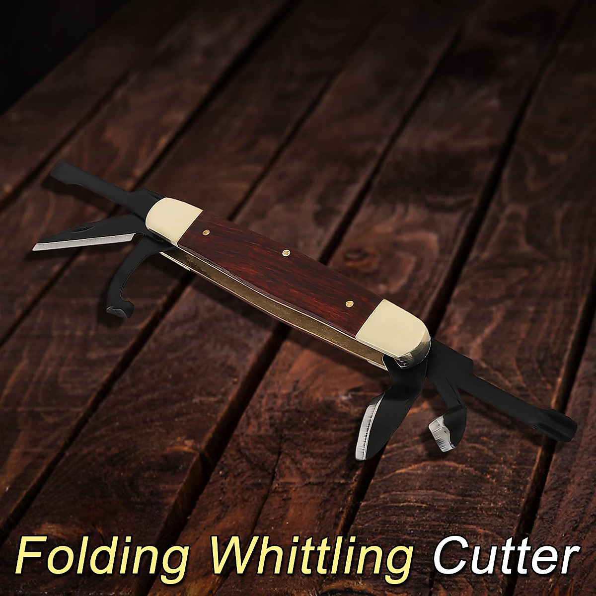 Omninmo Right-Handed Carvin' Jack, Folding Whittling Knife, Multi-Tool Portable Carving Tool Right Handed Carving Jack for Wood Carving, Woodworking, Camping, EDC, and Outdoors (wood)