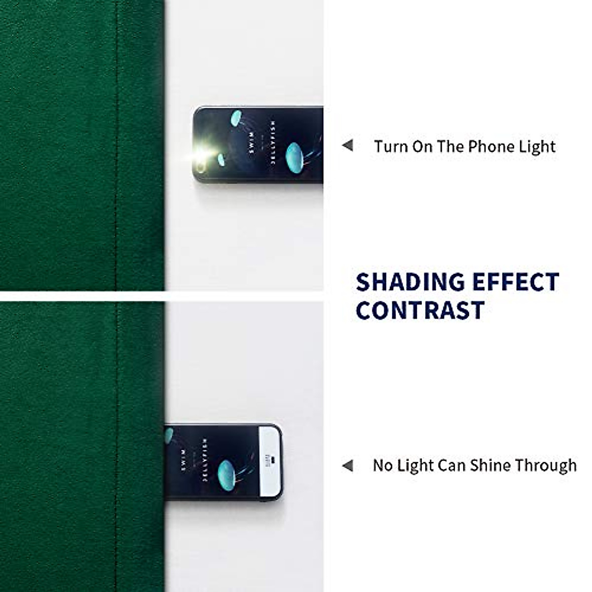 Melodieux 100% Blackout Velvet Curtains for Bedroom Living Room - Super Soft - Thermal Insulated Drapes with Black Liner, 52 by 84 Inch, Green (2 Panels)