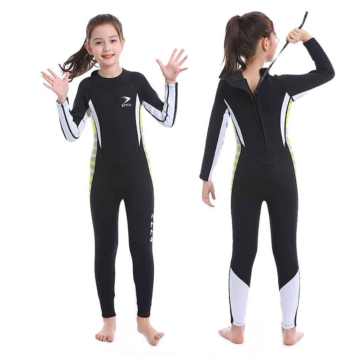2.5mm Neoprene Kids full Wetsuit, One Piece Swimsuit for boys and girls, Children Diving Suit with Back Zip for Swimming, Diving, Snorkeling and Other Water Sports