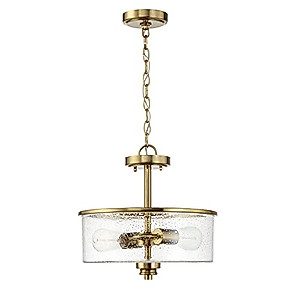 Craftmade 50552-FB Bolden Clear Seeded Glass Shade Semi Flush, 2-Light 120 Watts, Flat Black