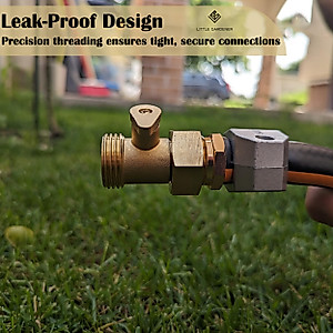 Little Gardener Hose Shut Off Valve - GHT 3/4 Inch Brass Garden Hose Valve - Heavy Duty Water Fittings to Connect to Outside Hose Bib - Shutoff Connector and Adapter for Outdoor Faucet Use On Off