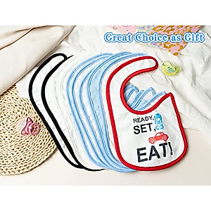 BWkoss 10Pcs Waterproof Baby Bibs Unisex Newborn Babies Food Bibs Baby Keepsake Birthday Gift for Drooling Feeding Eating Teething, 6-12 Months