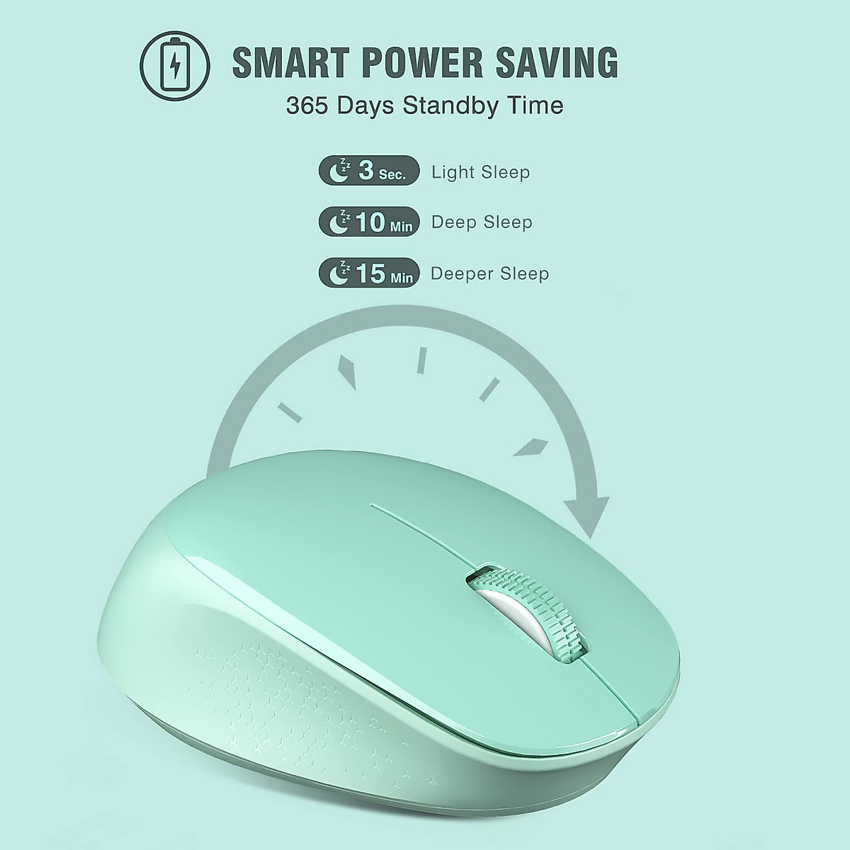 Trueque Wireless Mouse E702 2.4GHz Portable Computer Mouse with USB Receiver, Comfortable Silent Mice for Laptop, Chromebook, PC, Notebook, Desktop, Windows, Mac (Mint Green)