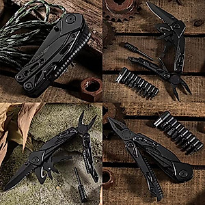 Ancorfy Multitool with Pliers, Fire Starter, whistle,Scissors,Screwdriver, 15 in 1 EDC Multi Tool with Safety Locking, Christmas Stocking Stuffers for Men Dad Gifts, Perfect for Outdoor Camping