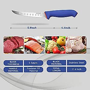 DRAGON RIOT Premium Boning Knife for Meat Cutting 6 Inch BBQ Brisket Meat Trimming Butcher Knife - Stainless Fish Fillet Turkey Carving Knife