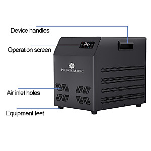 PLUNGE MAGIC Ultimate Cold Plunge Tub XL129 Gal Large Oval Ice Bath Tub With Cover for Athletes Portable, Equipped with 1/3 HP Smart-Chiller(cooling only) | 47" L x 25" W x 24" H (touchscreen)