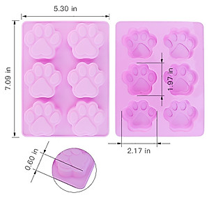 homEdge Jumbo Puppy Dog Paw (6 Cavity) and Bone Molds, Non-Stick Food Grade Silicone Dog Treats Molds, Silicone Mold for Chocolate, Candy, Jelly, Ice Cube, Dog Treats (Set of 4PCS)