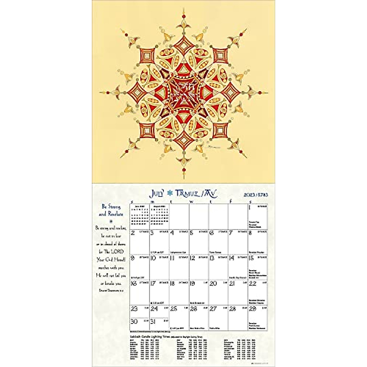 Hebrew Illuminations 2023 Wall Calendar by Adam Rhine | 16-Month Jewish Calendar With Candle Lighting Times (Sept 2022 - Dec 2023) | 12" x 24" Open | Amber Lotus Publishing
