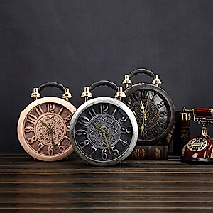 Real Working Clock Shoulderbags Ladies Vintage Clutch Bag Steampunk Style Handbag (Gray)