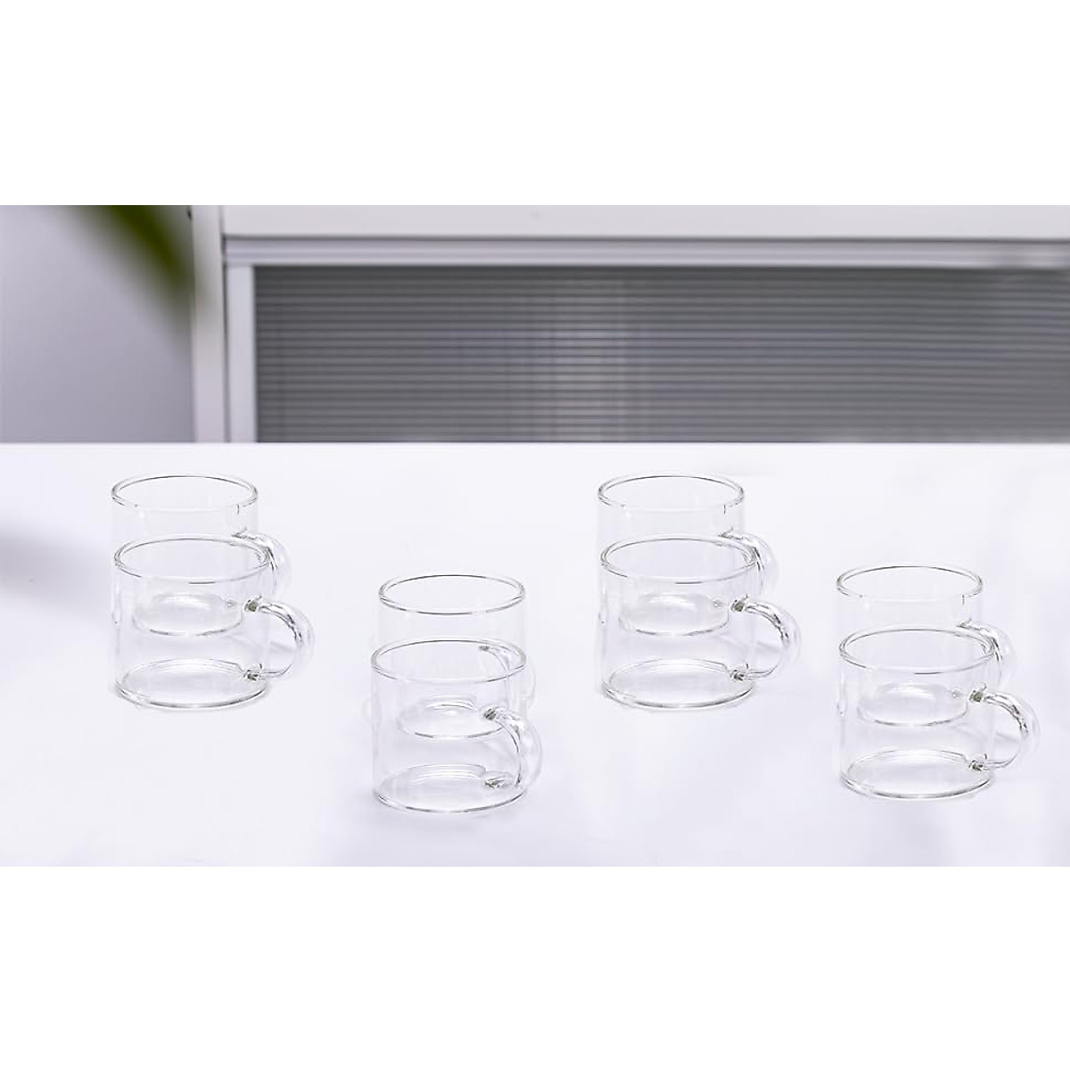 Motanber Espresso Cups Set of 8, Espresso Shot Glass 3.5 OZ, Mini Glass Cup, Clear Glass Tea Mugs, Small Coffee Cup with Handle for Latte, Tea, Espresso Machine