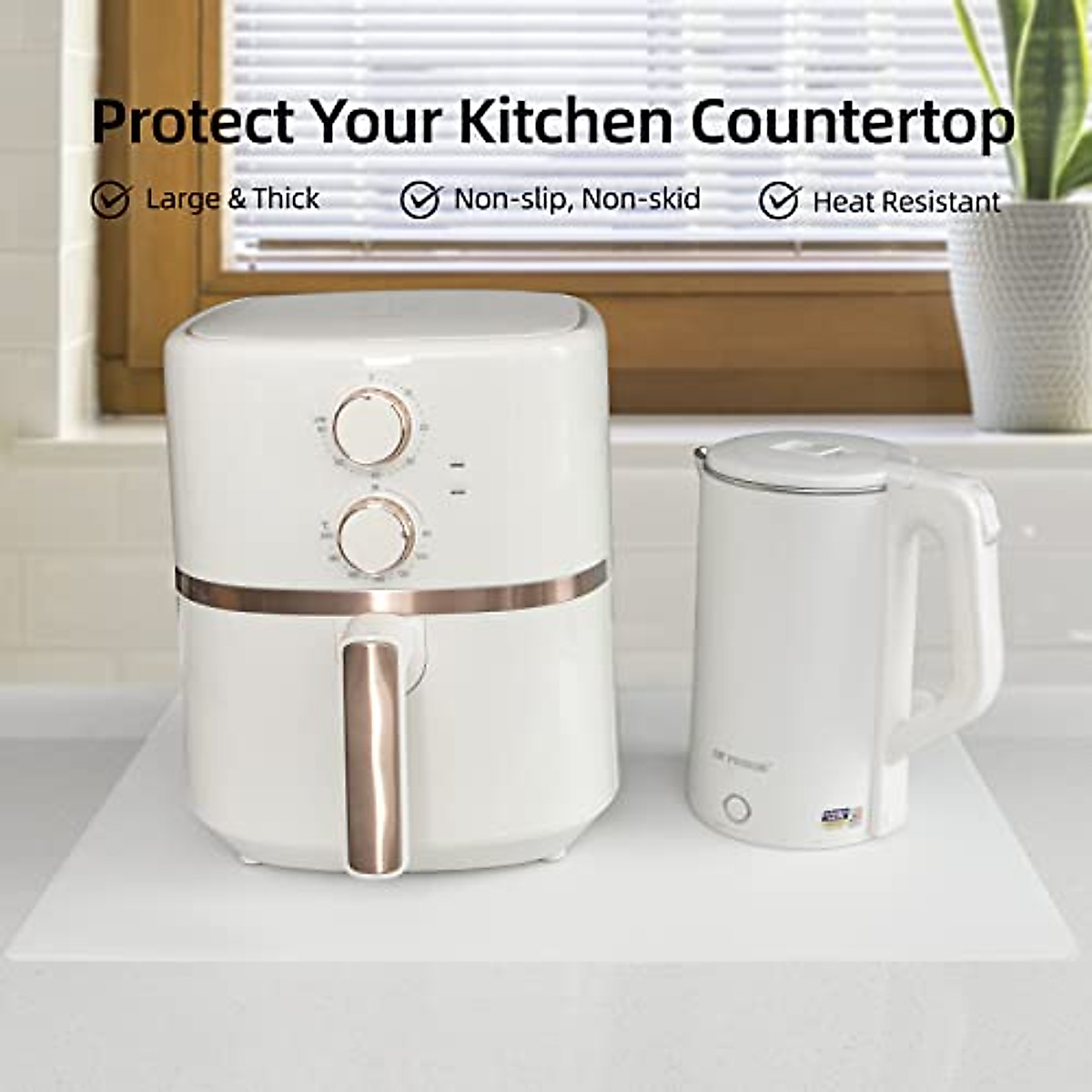 2 Pack Silicone Mats for Kitchen Counter, Treerit Non-slip Waterproof Large Countertop Protector Mat, Heat Resistant Mat, Silicone Craft Mat, Silicone Placemat, 23.6 x 15.7 Inches x 1mm, Translucent