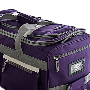 Olympia 22 Inch 8 Pocket Rolling Polyester Duffel Luggage Bag Suitcase with Push Button Hide Away Retractable Handle, Dark Lavender