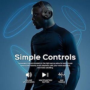 TREBLAB Z2 Active Noise Cancelling Workout Headphones - Signature-HD Sound, Deep Bass, 35H Battery, Comfortable, Foldable Over Ear Bluetooth Headphones Wireless. for Gym, Sport, Travel. Mic for Calls