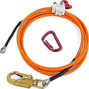 Happybuy Steel Wire Core Flip Line Kit 1/2" X 8' Wire Core Flipline with Triple Lock Carabiner and Steel Swivel Snap Wire Core Flipline System for Arborists Climbers Tree Climbers