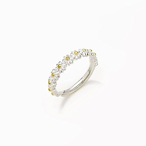 Daisy Ring Adjustable Daisy Flower Ring Dainty Flower Ring Delicate Sunflower Ring Jewelry Gifts Promise Statement Band Daisy Silver Ring Tiny Dainty Flower Ring Gift-Daisy Ring