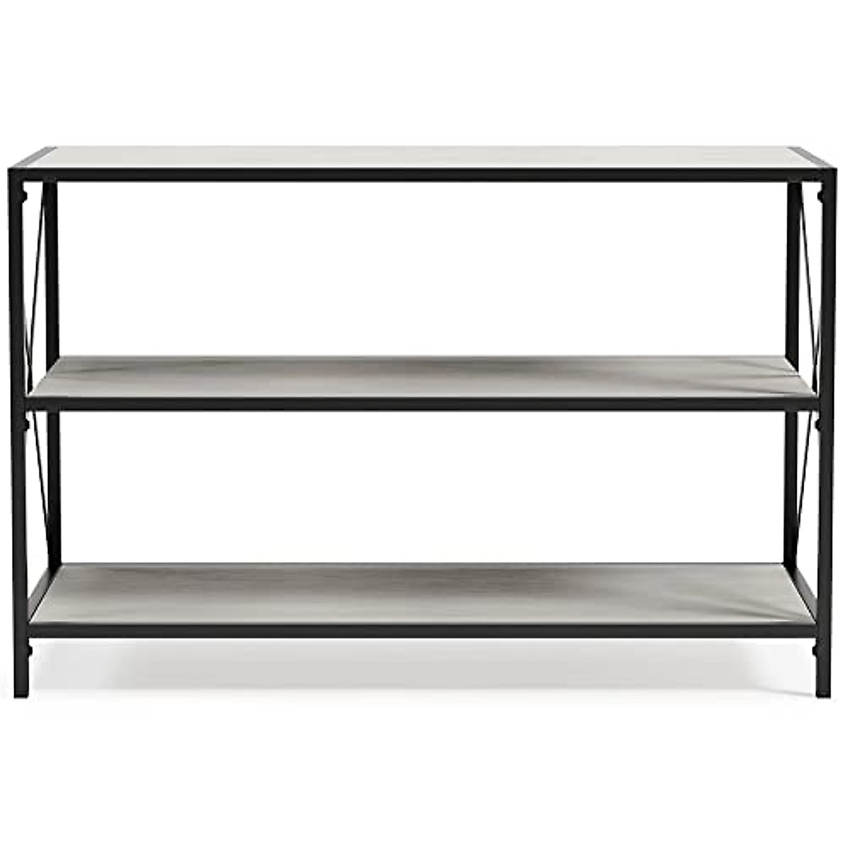 Signature Design by Ashley Bayflynn Modern Industrial 2 Shelf Bookcase, White & Black