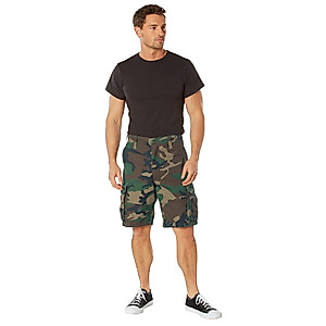 ROTHCO Paratrooper Mens Cargo Shorts Woodland Camo size Large