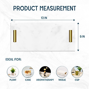 GENMOUS Marble Guest Towel Holder Tray for Bathroom Counter Storage, Gold Napkin Holder for Kitchen Paper Disposable Hand Towel Holder, White Bathroom Vanity Tray For Dresser Jewelry Perfume Organizer