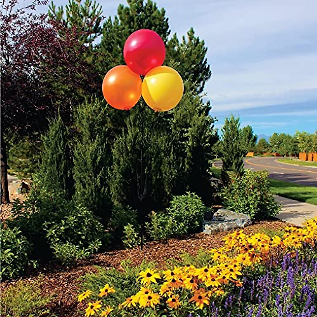 Balloon Bobber - Weatherproof Reusable Balloon Triple Cluster Pole Kit - Helium Free Plastic Outdoor Balloons