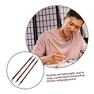 COHEALI 3pcs Langhao Writing Brush Japanese Stationery Set Calligraphy Pen Set Portable Brush Chinese Calligraphy Painting Brushes Wolf Bamboo Brushes Set Calligraphy Ink Wood Wooden Japan