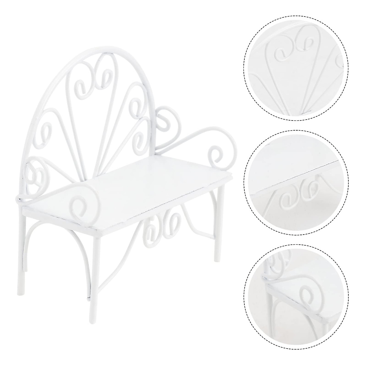 LIFKOME Miniature Garden Bench Miniature Dollhouse Furniture Doll House Decor Lawn Chair Fairy Gardens Accessories Decorations White