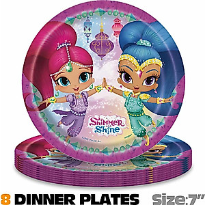 Shimmer and Shine Party Supplies Paltes Cake Toppers Balloons For Boys Girl Banner Backdrop Birthday Set Decor