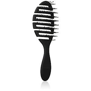 Speed Dry Hair Brush Soft Bristles Flexible Curved and Vented Hair Detangler Brush for Women, Men, Kids - Professional Hair Volumizer Brushes (Black)