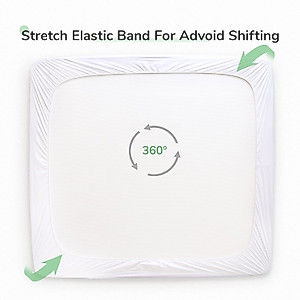 Novilla Waterproof Crib Mattress Protector 52" X 28" Breathable Fabric Mattress Cover, Baby Mattress Protector Fits Crib Bed Up to 9 ", Washable & Noiseless, White (AC-NV0MP803-C)