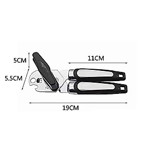 Chirano Can Opener, 3-in-1 Manual Can Openers, Jar Opener and Bottle Opener in One (Black and Silver)