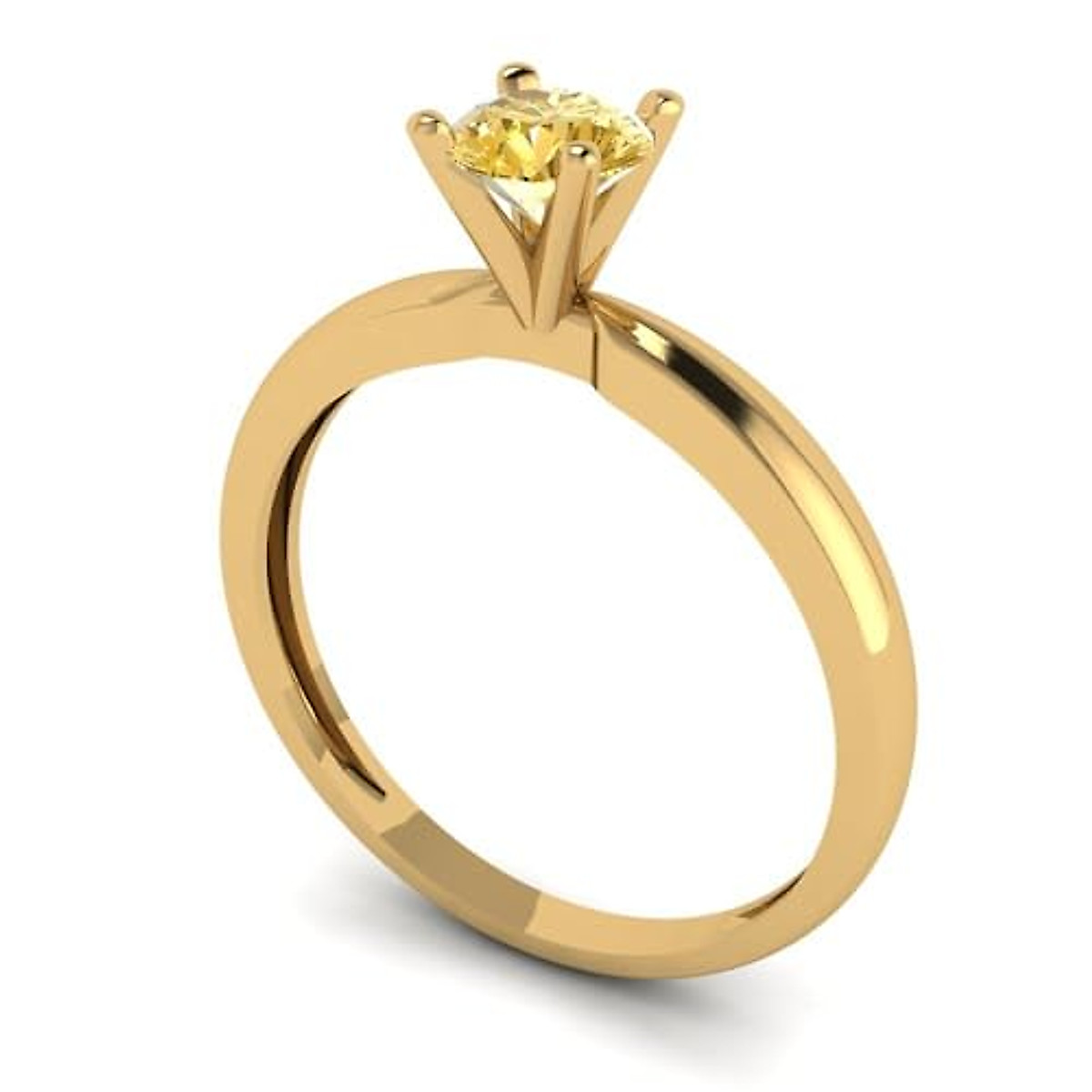 Clara Pucci 0.50ct Round Cut Solitaire Natural Yellow Citrine Engagement Bridal Promise Anniversary Ring in 18K Yellow Gold Size 8.75