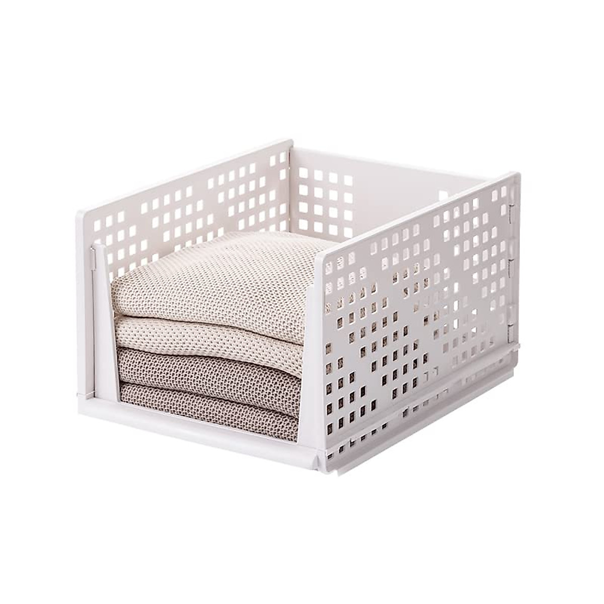 ASHILY Foldable Stackable Wardrobe Storage Shelf Box Containers, Multifunctional Drawer Organizer with Sliding Rails, Folding Clothes Baskets for Closet, Under Sink, Tabletop(L-17.13x13.39x9.65 in)