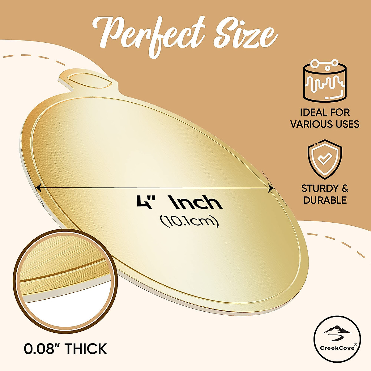 CreekCove 4" Cake Board Set Double sided Gold or Black 28 count- Round Disposable Cake Base