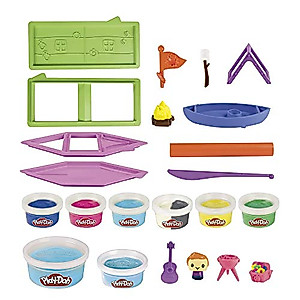 Play-Doh Builder Camping Kit Building Toy for Kids 5 Years and Up with 8 Cans of Non-Toxic Modeling Compound - Easy to Build DIY Craft Set