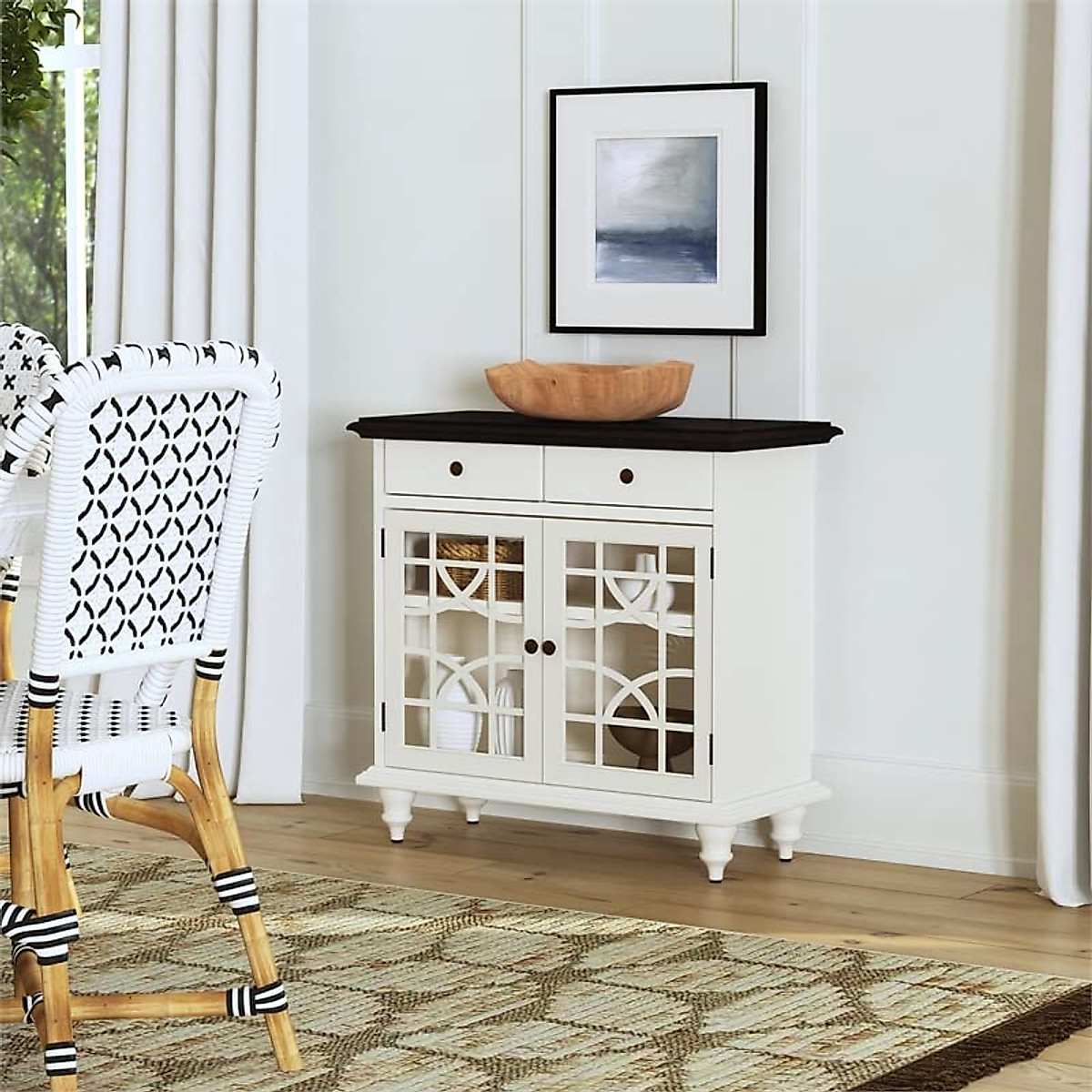 BOWERY HILL Traditional Wooden 2 Door 2 Drawer Cabinet - White